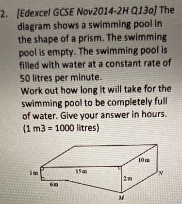 Solved: [Edexcel GCSE Nov2014-2H Q13a] The diagram shows a swimming ...