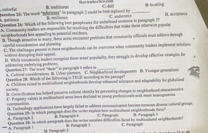 Giải quyết:thuvicnhoclieu.com . colorful B. traditional C. dull D ...