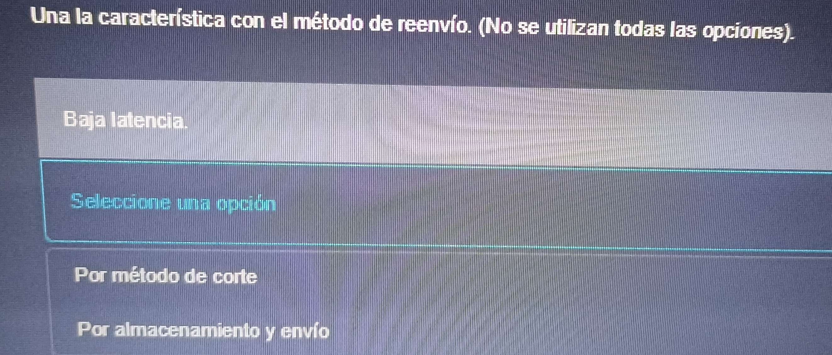 Resuelto:Una la característica con el método de reenvío. (No se utilizan todas las opciones). Baja