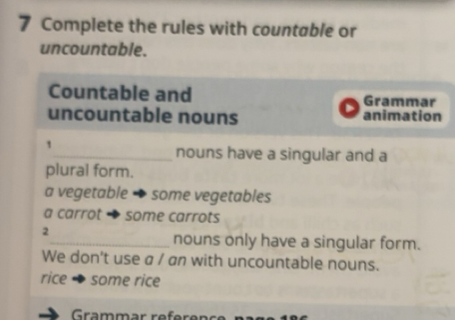 Risolto:Complete the rules with countable or uncountable. Countable and ...