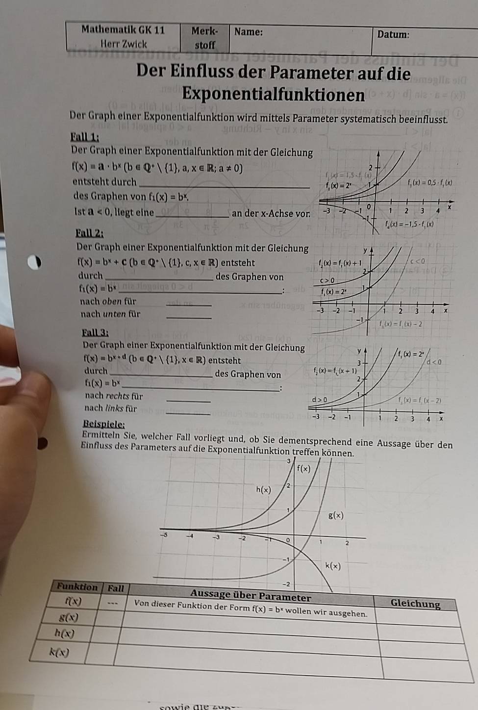 Gelöst:Mathematik GK 11 Merk- Name: Datum: Herr Zwick stoff Der ...