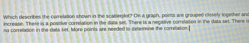 Solved: Which describes the correlation shown in the scatterplot? On a ...