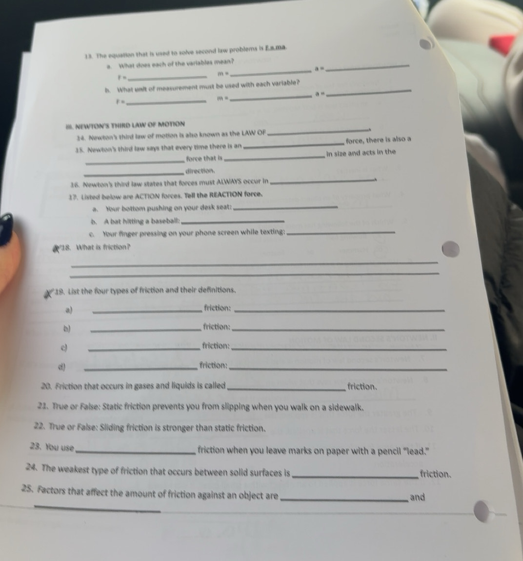 Solved: The equation that is used to solve second law problems is Eama ...