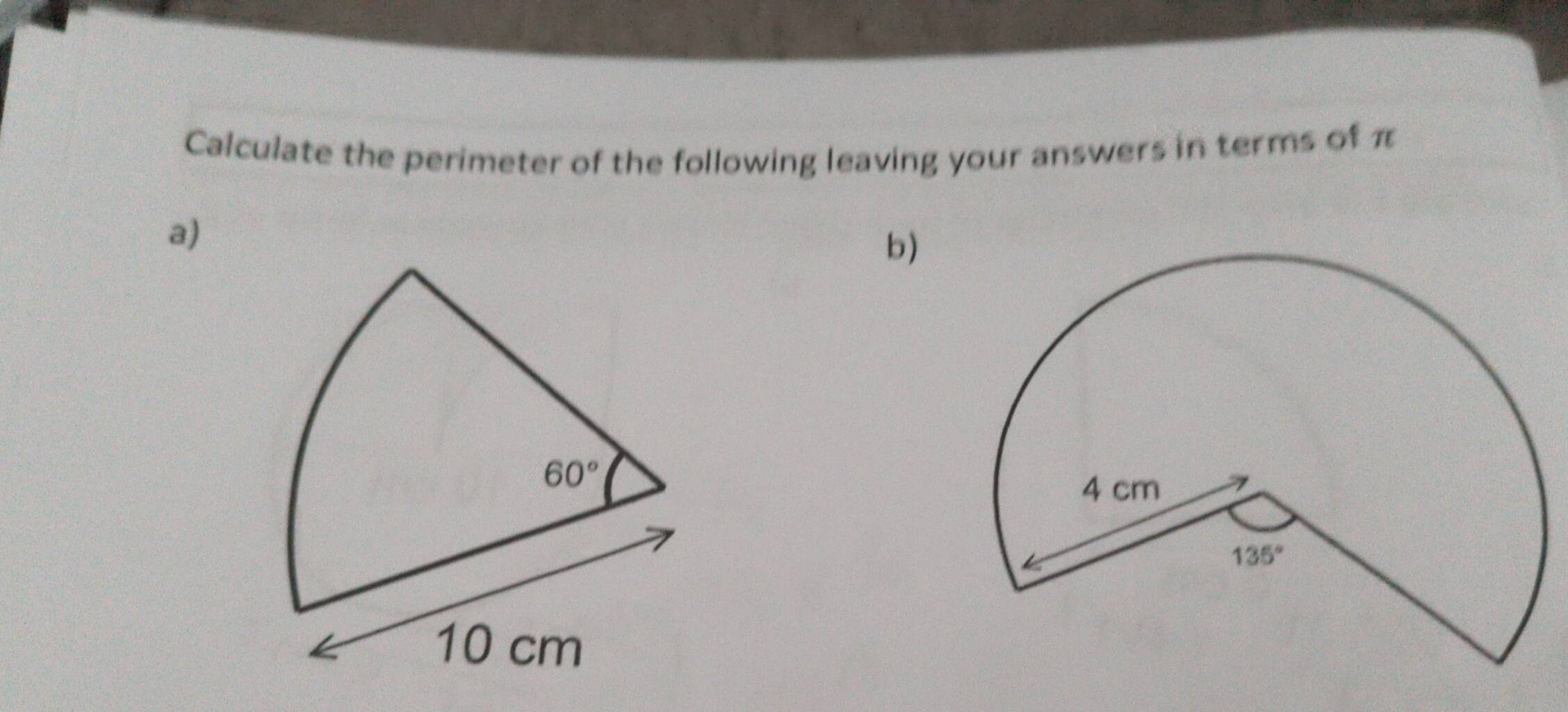 Solved: Calculate the perimeter of the following leaving your answers ...