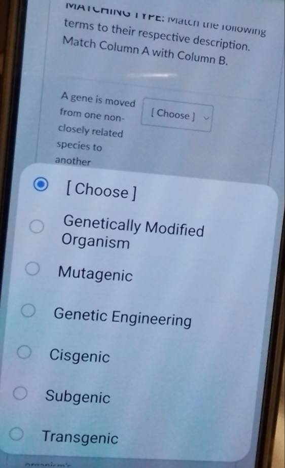 Nalutas:MATCHING TYPE: Match the rollowing terms to their respective ...