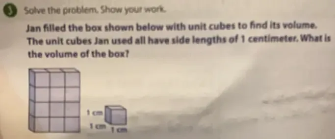Solved: Solve the problem. Show your work. Jan filled the box shown below with unit cubes to ...
