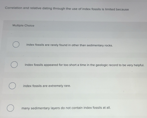 Solved: Correlation and relative dating through the use of index ...