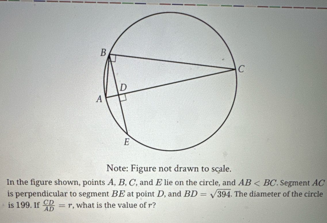 Solved: Note: Figure not drawn to scale. In the figure shown, points A, B, C, and E lie on the ...