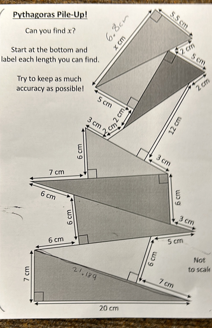 Solved: Pythagoras Pile-Up! 5 Start at the bottom and label ea cm Tr ac ...
