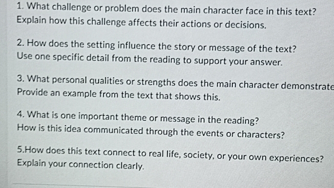 Solved: What challenge or problem does the main character face in this ...