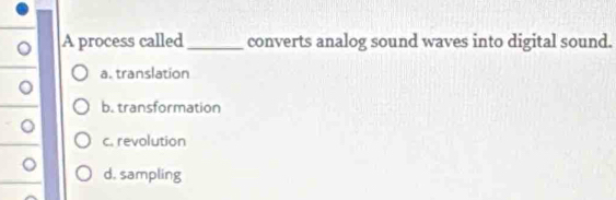 Solved: A process called _converts analog sound waves into digital ...