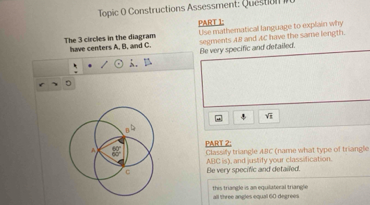 Solved: Topic O Constructions Assessment: Question PART 1: The 3 ...