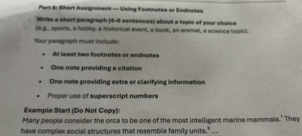 Solved: Short Assignment — Using Footnotes or Endnotes Write a short ...