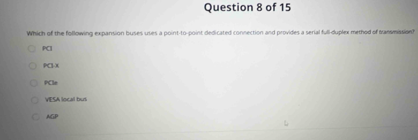 Solved: Which of the following expansion buses uses a point-to-point ...