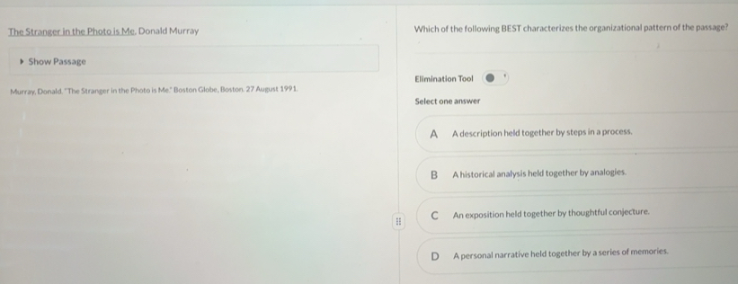 Solved: The Stranger in the Photo is Me. Donald Murray Which of the ...