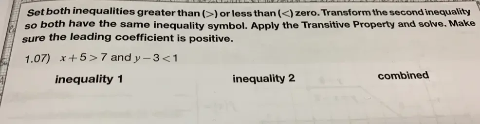 Solved: Set both inequalities greater than () or less than () zero ...