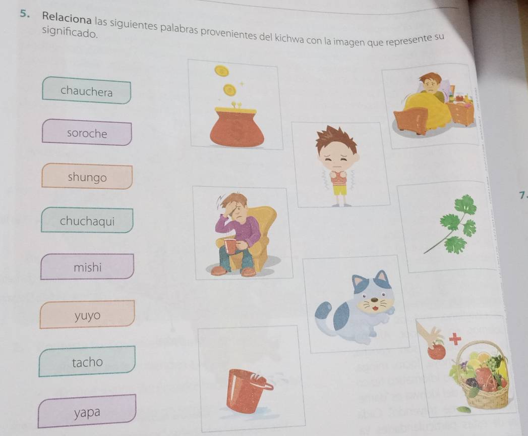 Resuelto:Relaciona las siguientes palabras provenientes del kichwa con ...