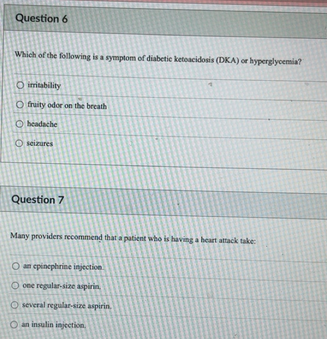 Solved: Which of the following is a symptom of diabetic ketoacidosis ...