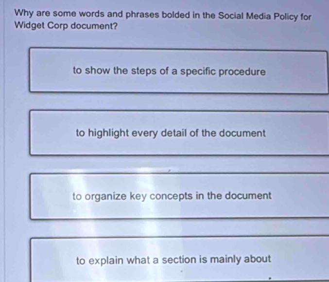 Solved: Why are some words and phrases bolded in the Social Media ...