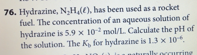 Solved: Hydrazine, N_2H_4(ell ) , has been used as a rocket fuel. The ...