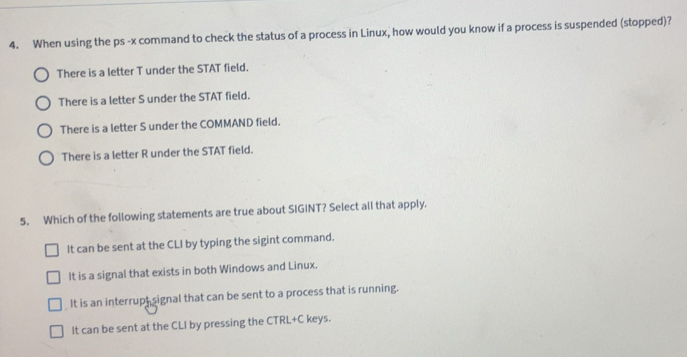 Solved: When using the ps -x command to check the status of a process ...