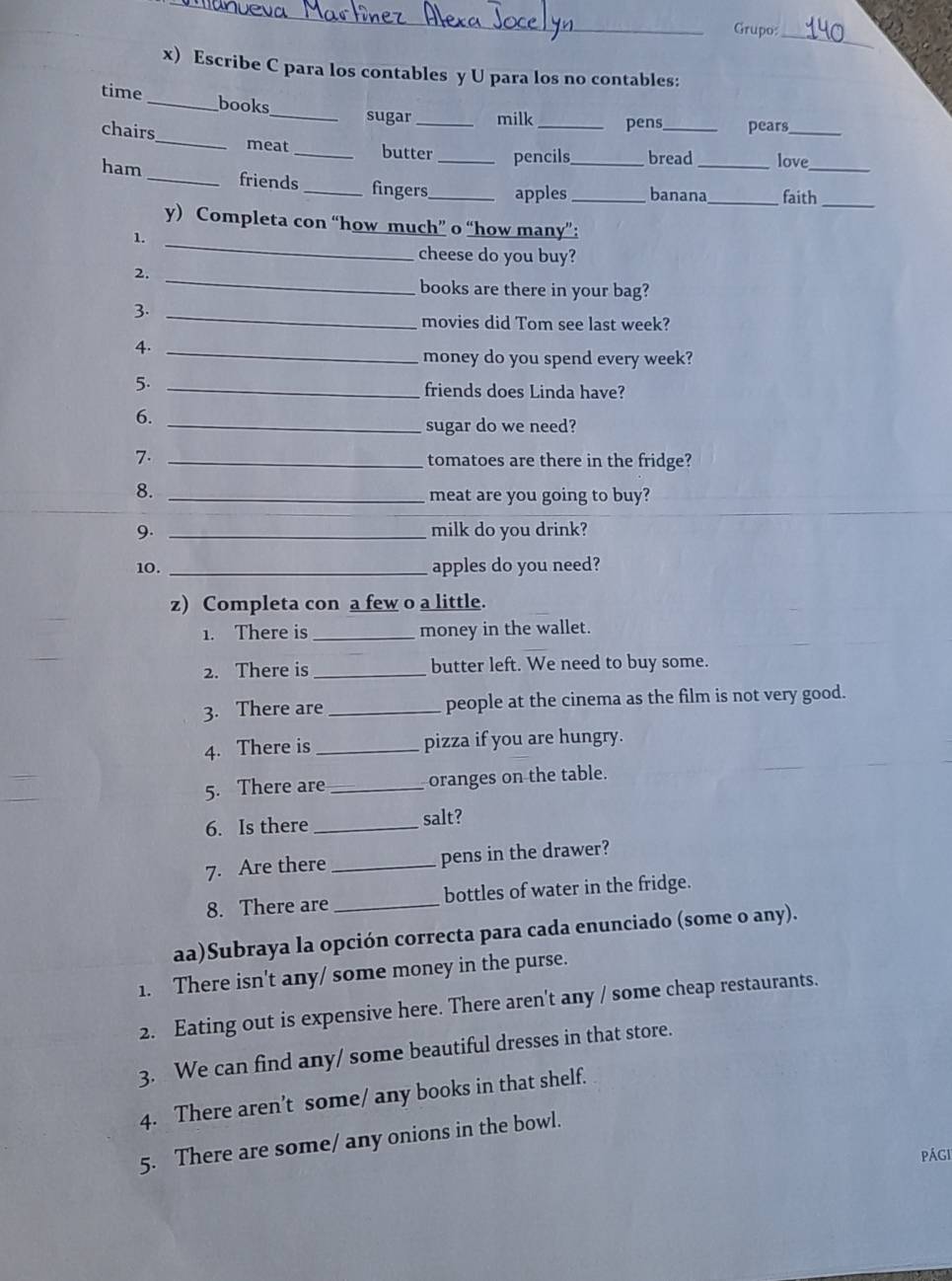 Resuelto:Grupo:_ x) Escribe C para los contables y U para los no ...