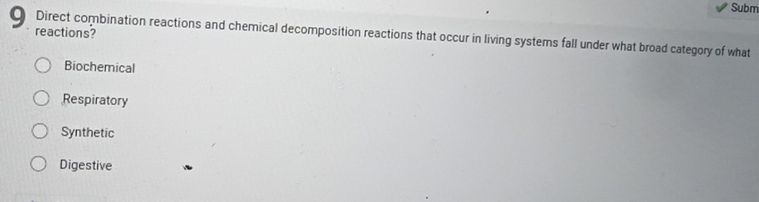 Solved: Subm 9 Direct combination reactions and chemical decomposition ...