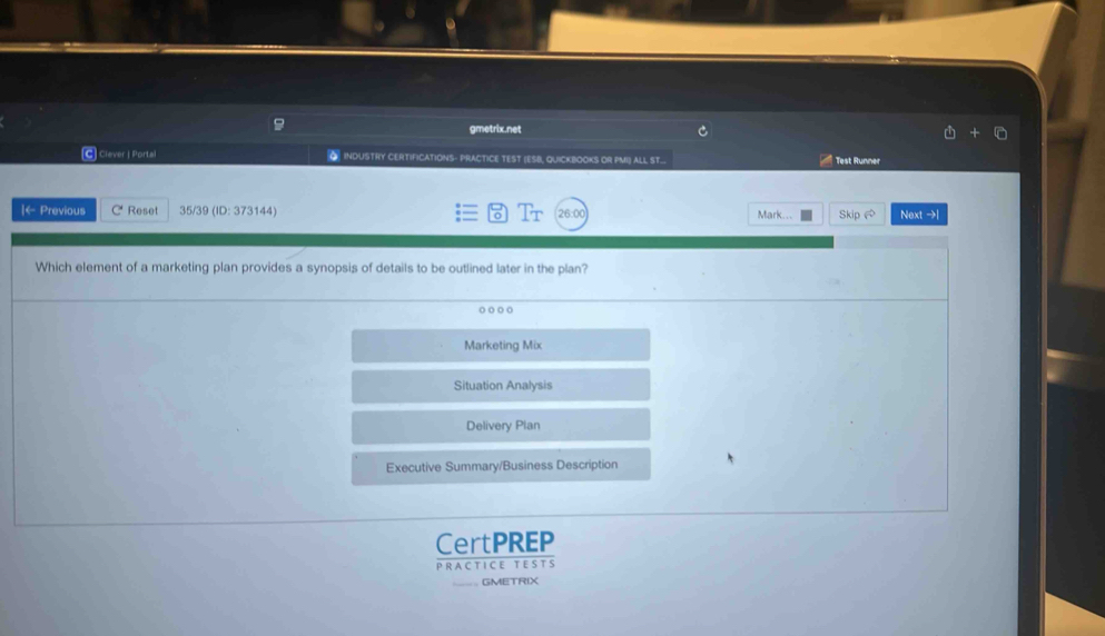 Solved: gmetrix.net + C Clever | Portal O INDUSTRY CERTIFICATIONS ...