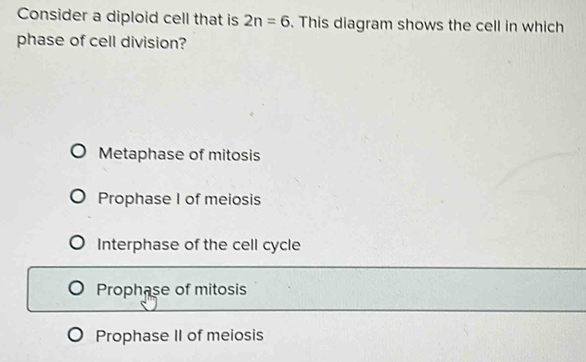 Solved: Consider a diploid cell that is 2n=6. This diagram shows the ...