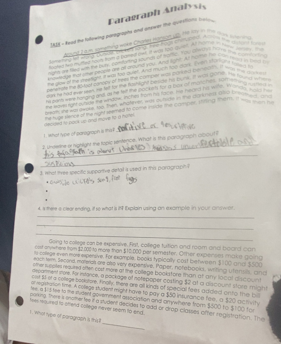 Solved: Paragraph Analysis TASK - Read the following paragraphs and ...