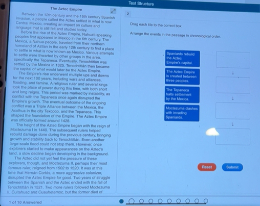 Resuelto:Text Structure The Aztec Empire 2 Between the 12th century and ...