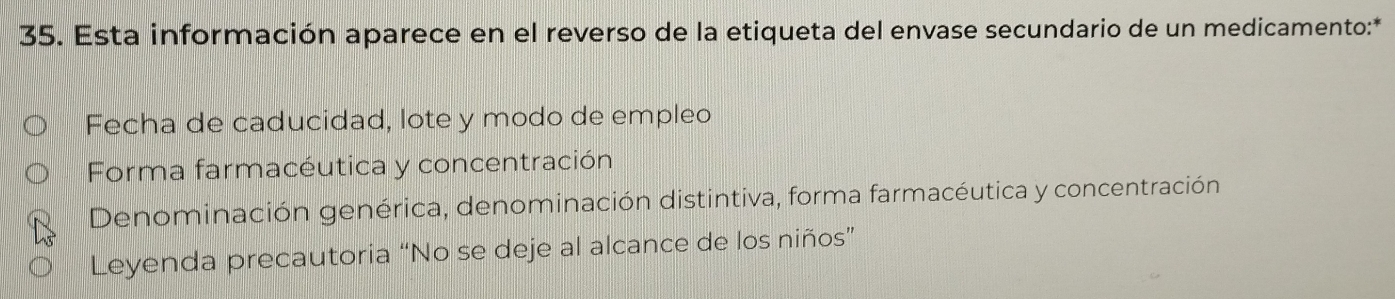 Solved: Esta información aparece en el reverso de la etiqueta del ...