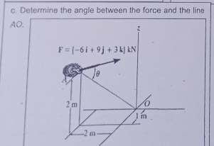 Solved: Determine the angle between the force and the line AO. [Physics]