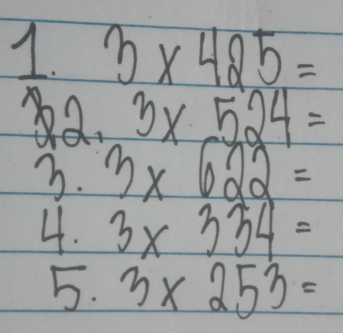 Solved: 3* 425= 32.3* 524= 3.3* 622= 4.3* 334= 5.3* 253= [Math]