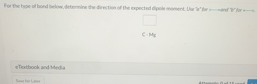 Solved: For the type of bond below, determine the direction of the ...