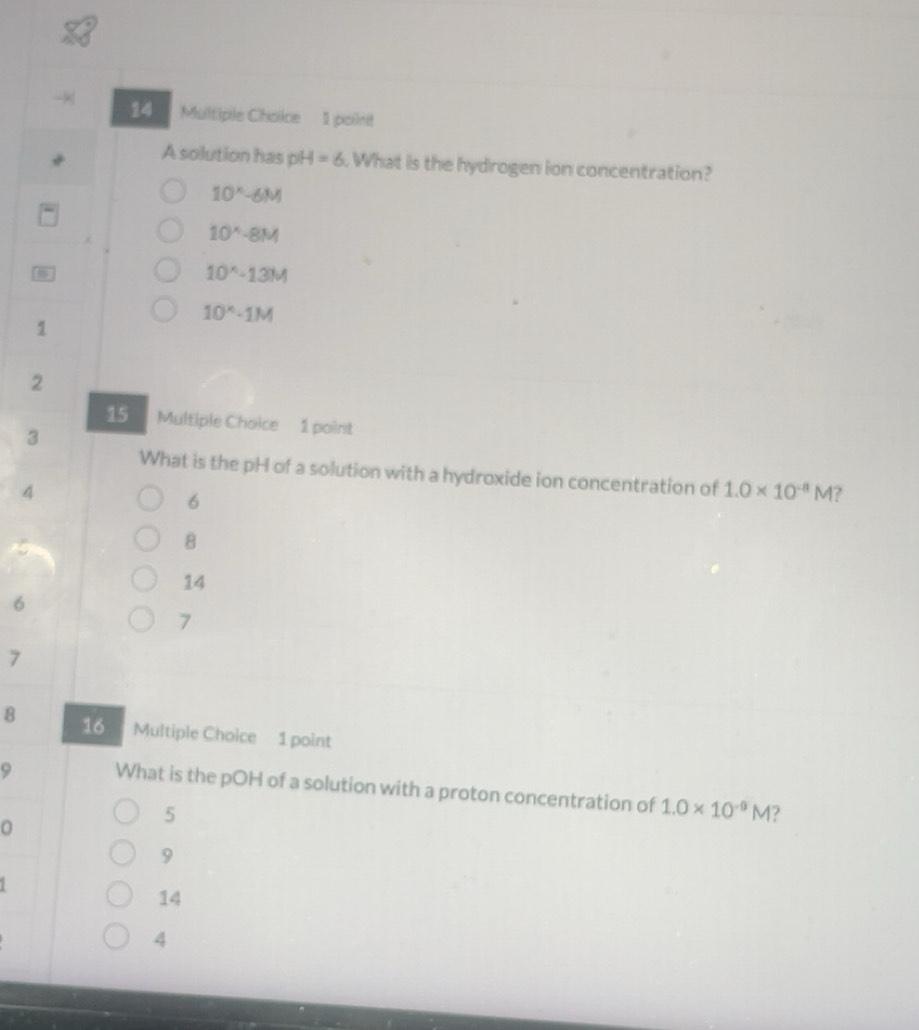 Solved: Multiple Choilce 1 poiinit A solution has pl H=6 What is the ...