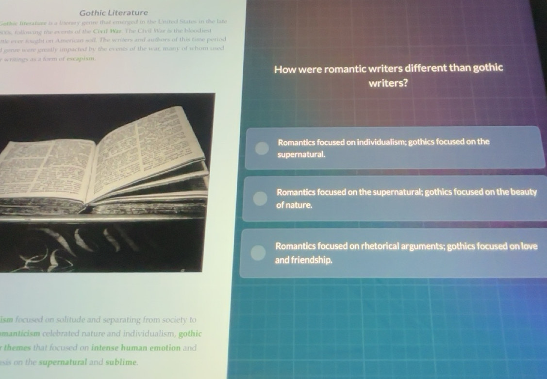 Gelöst:Gothic Literature Gothic literature is a literary genre that ...