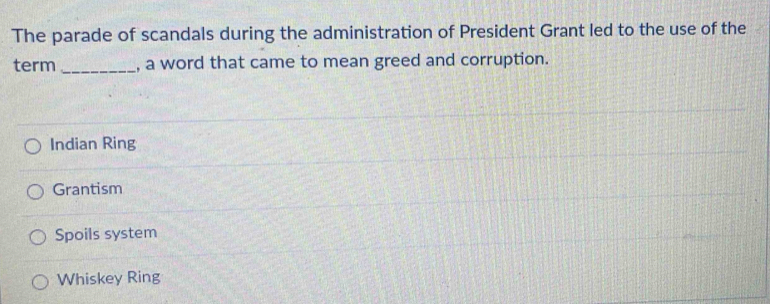Solved: The parade of scandals during the administration of President ...