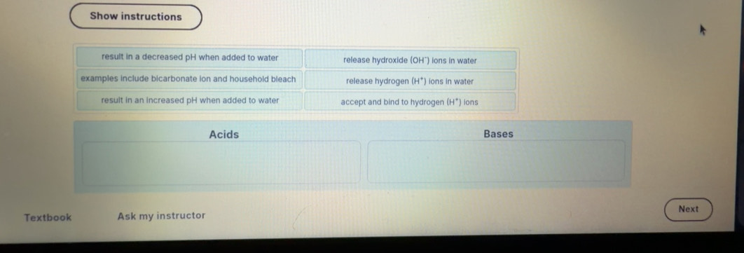 Solved: Show instructions result in a decreased pH when added to water ...
