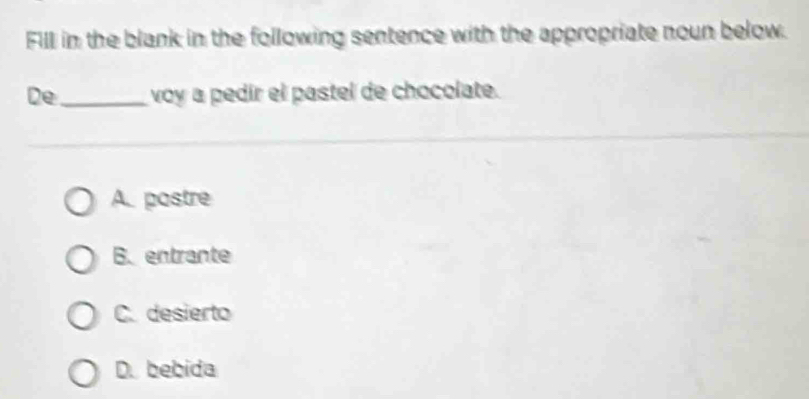 Solved: Fill in the blank in the following sentence with the ...