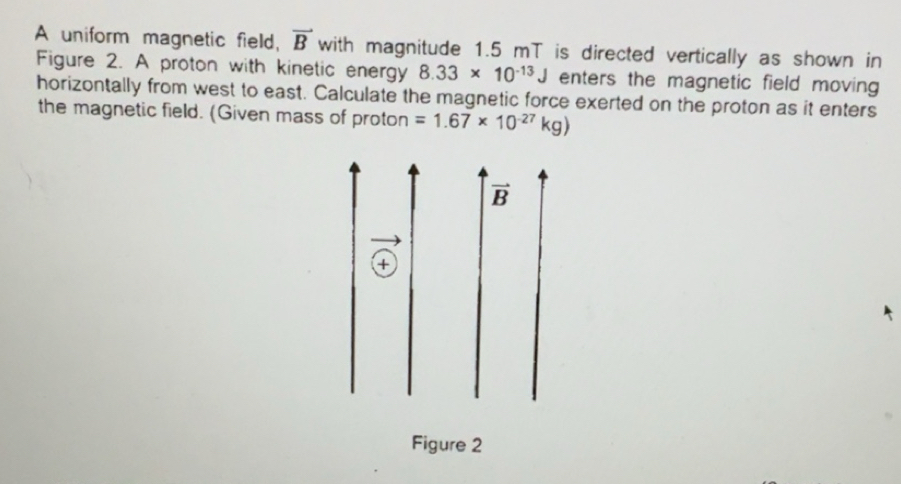 Selesai:A uniform magnetic field, vector B with magnitude 1.5 mT is ...