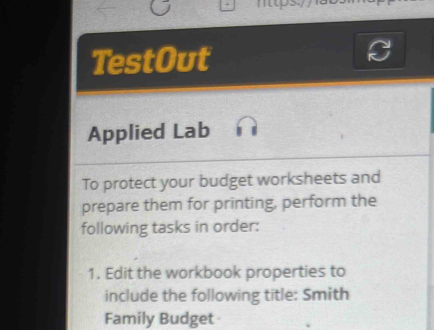 Solved: TestOut Applied Lab To protect your budget worksheets and ...