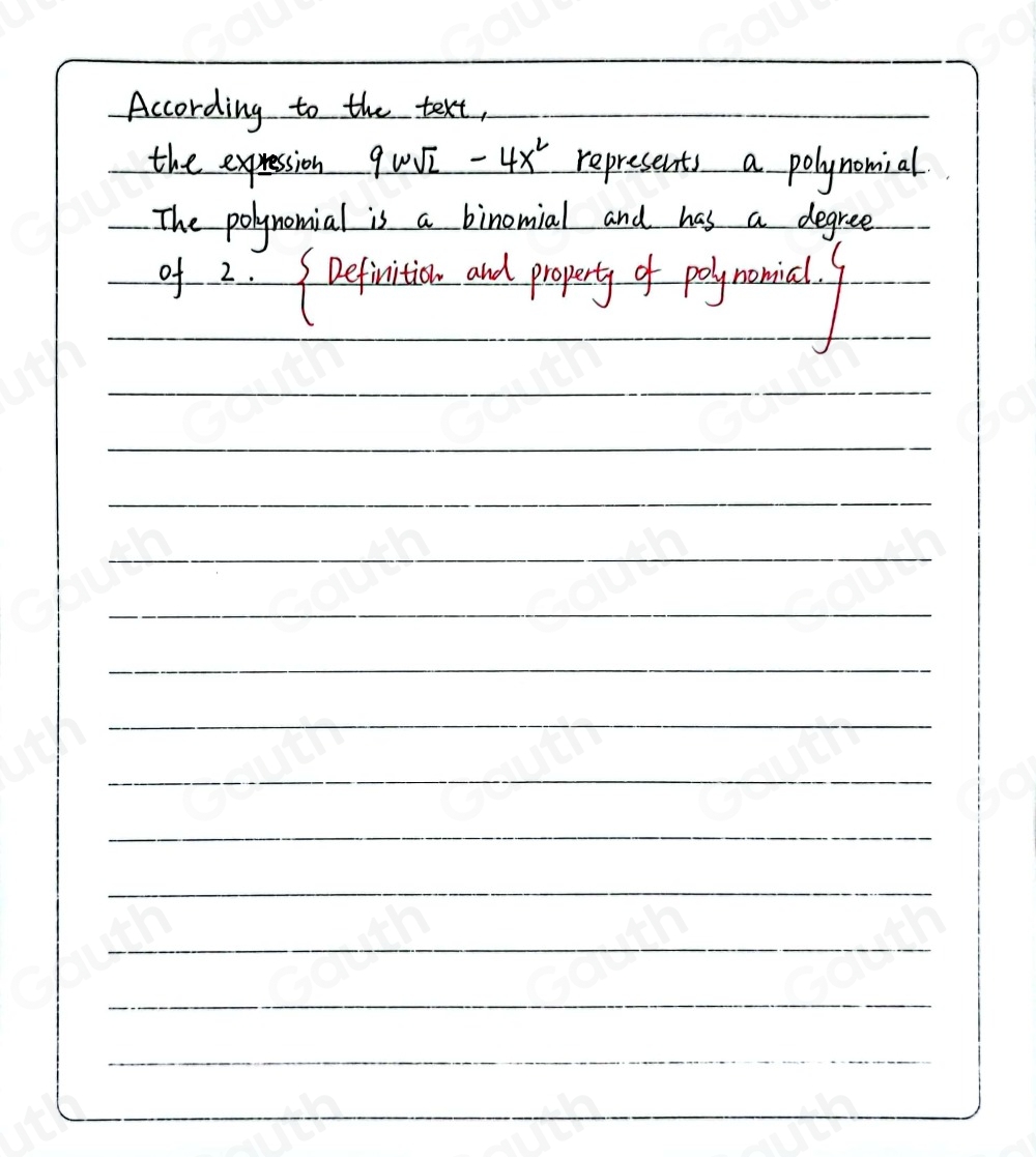 Solved: Determine if the expression 9wsqrt(2)-4x^2 is a polynomial or ...