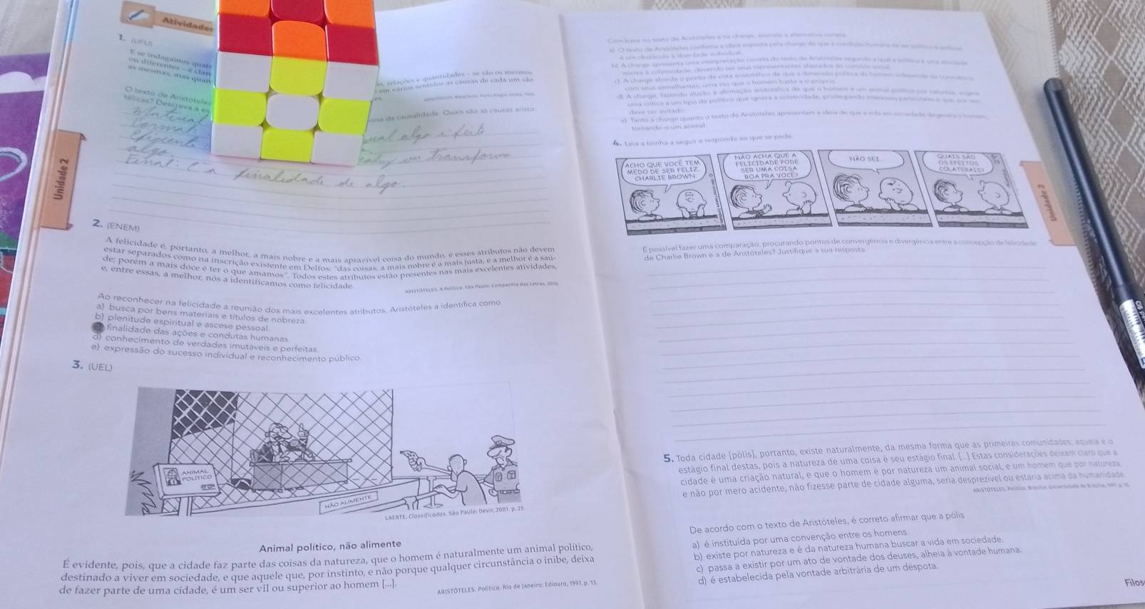 Resolvido:Atividade 1、 (UFU) Com trsa eo lesto de Arstótales e na ...