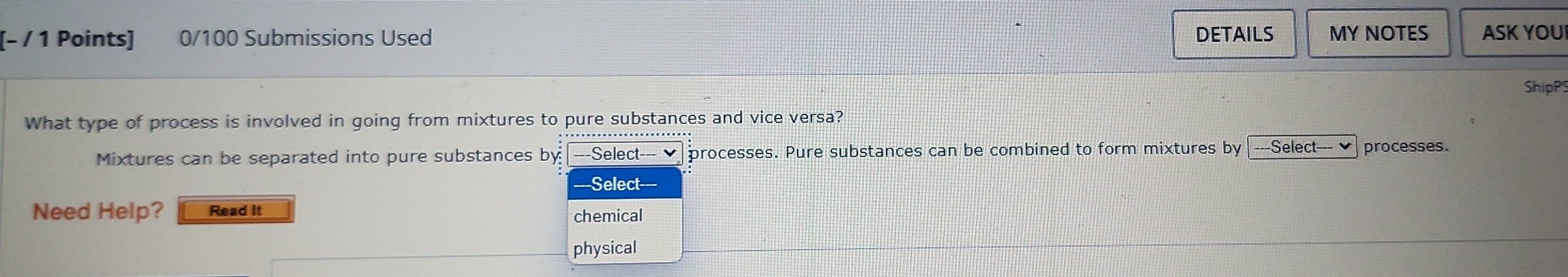 Solved: DETAILS [- / 1 Points] 0/100 Submissions Used MY NOTES ASK YOUI ...