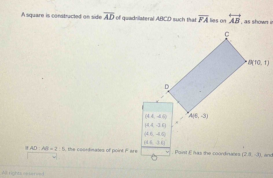 Solved: A square is constructed on side overline AD of quadrilateral ...