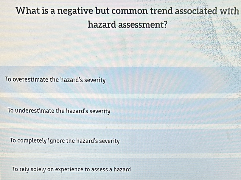 Solved: What is a negative but common trend associated with hazard ...