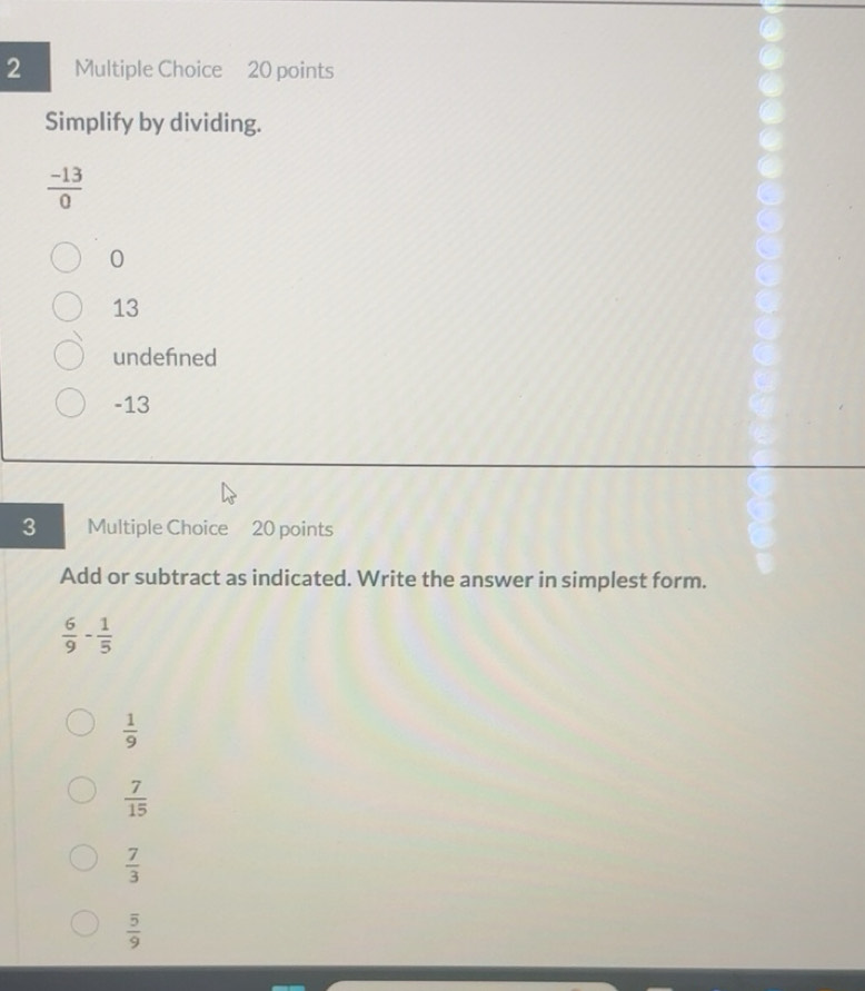 Solved: Simplify by dividing. (-13)/0 0 13 undefned -13 3 Multiple ...