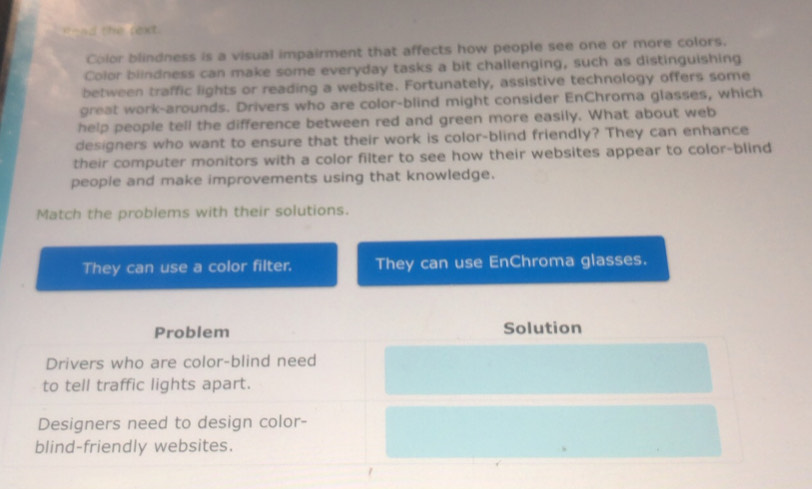 Resuelto:eand the fext. Color blindness is a visual impairment that ...