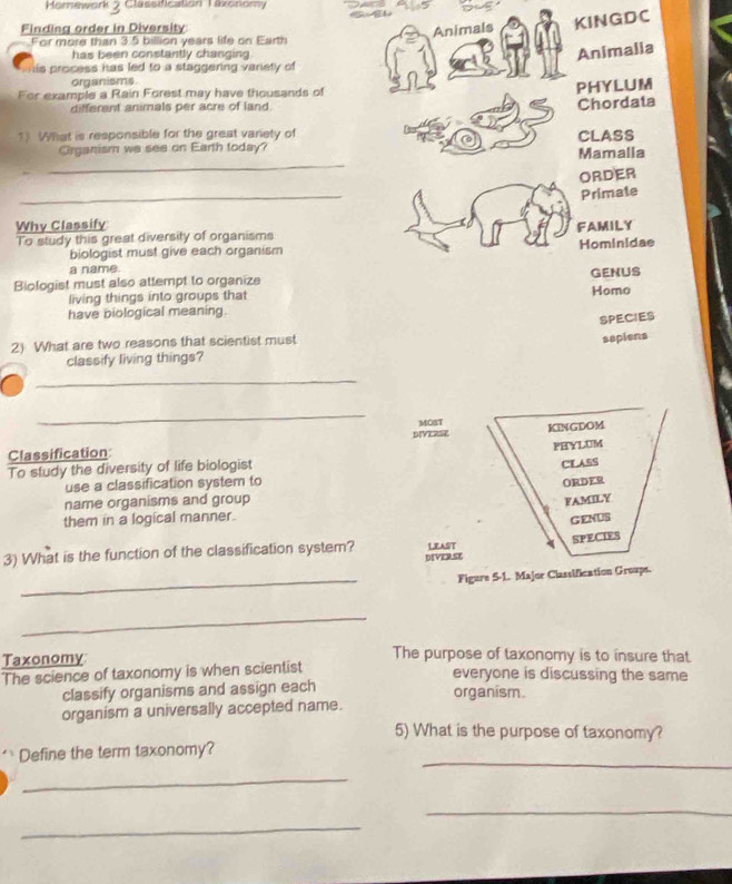 Solved: Homework 2 Classification Laxonomy Finding order in Diversity ...